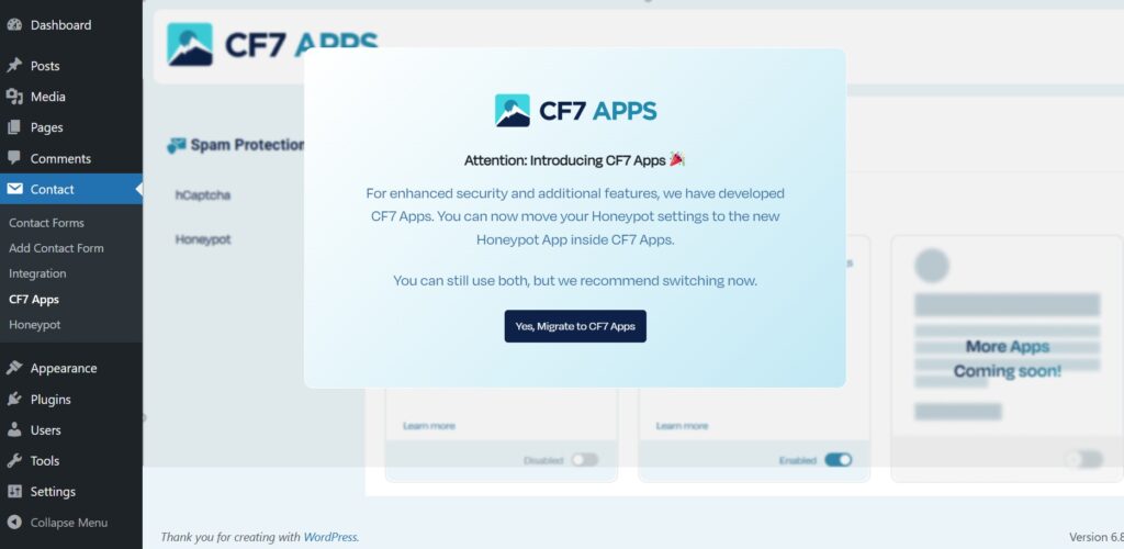 Honeypot Migration Guide - CF7Apps