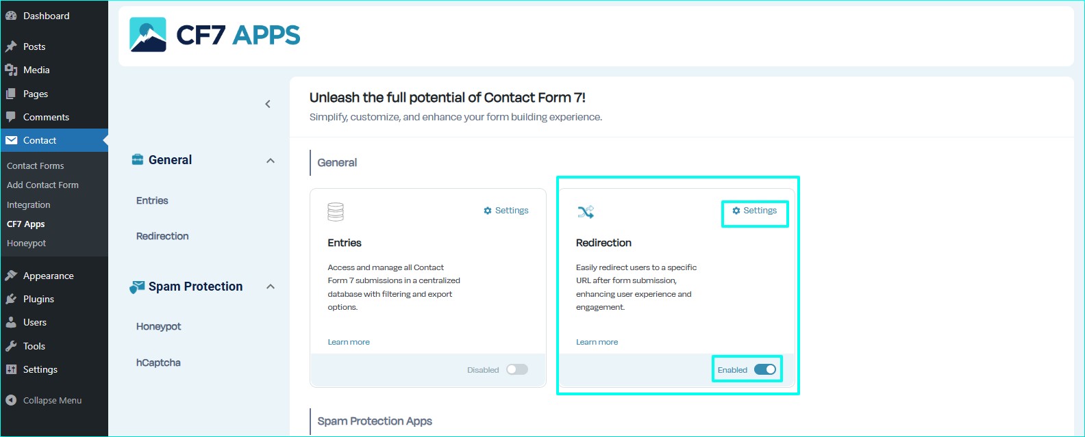 Redirection - CF7 Apps